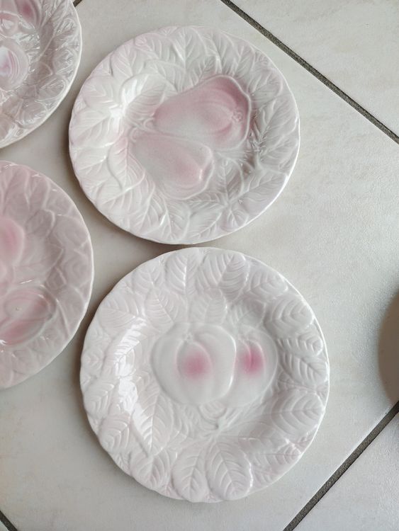 5 assiettes à dessert barbotine et saladier faïence Salins (Gebraucht ...