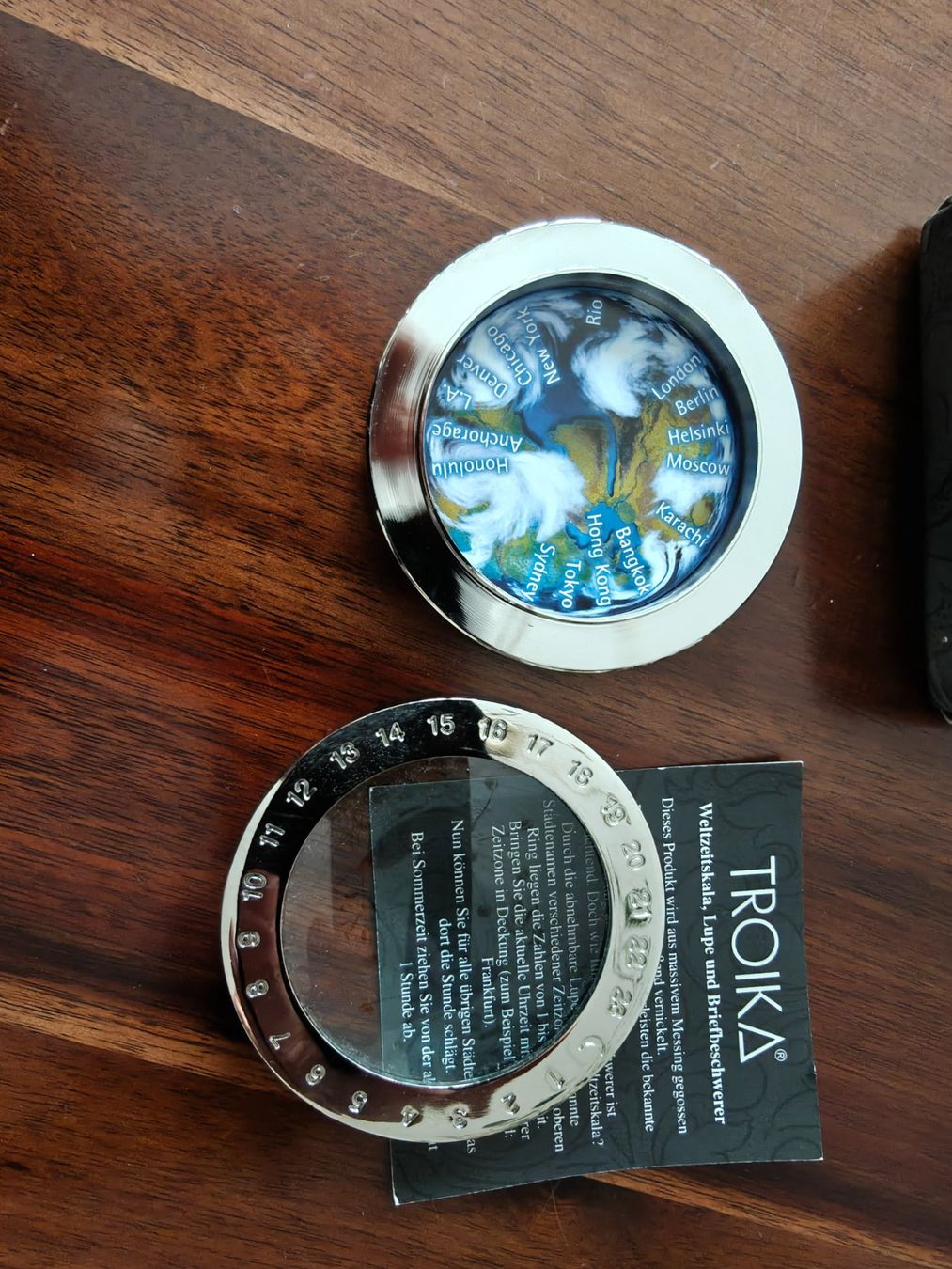 Vintage Troika Brass world clock magnifying glass bureau (Gebraucht) in ...