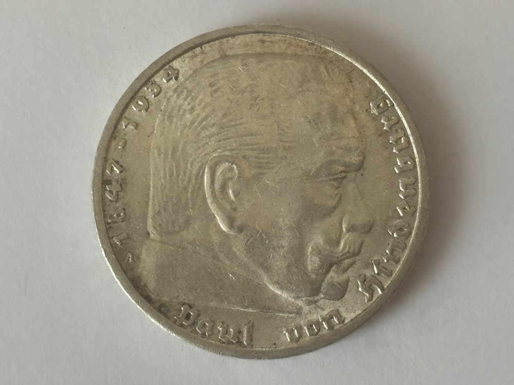 5 Reichsmark 1936 A Hindenburg deutsches Reich Silber (Gebraucht) in ...