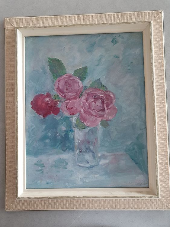 Ölgemälde Rosen Blumenbild signiert P.Hoffmann gerahmt | Kaufen auf Ricardo