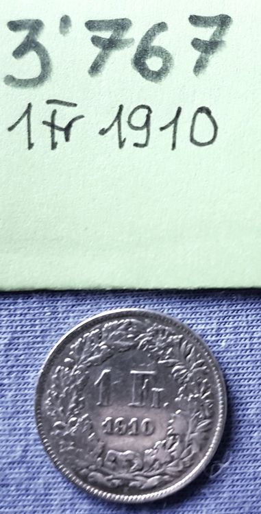 1 Franken 1910 uralte sehr rare Silbermünze ab nur 1 Fr !!! | Kaufen auf Ricardo