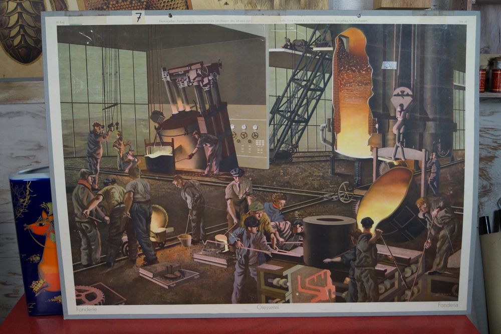 Schulwandbild Hans Erni: Giesserei 1945 | Kaufen auf Ricardo