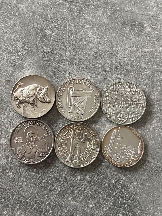 6 Stück Schweizer Silbermedaillen vorzüglich 90 gr (Neu (gemäss Beschreibung)) in Wallisellen ...