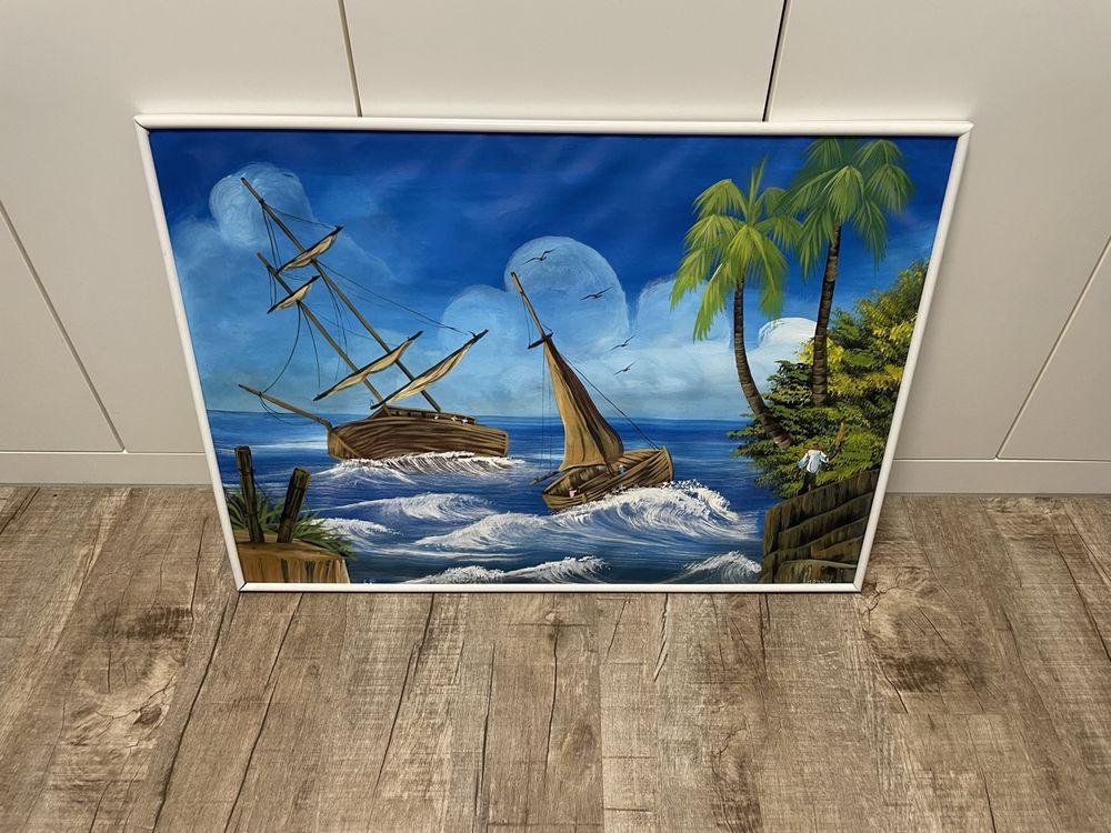 Ölgemälde Schiffe Meer Strand signiert | Kaufen auf Ricardo