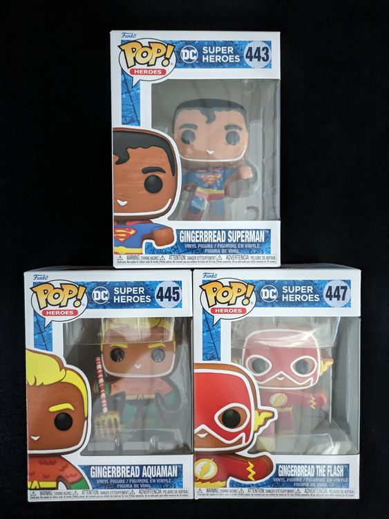 Funko Pop! DC - Gingerbread Superman / Aquaman / The Flash (Neu und ...