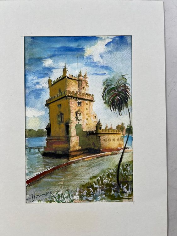 Aquarell "Turm am Wasser" signiert, gerahmt. (Gebraucht) in Neuhausen am Rheinfall für CHF 10 ...
