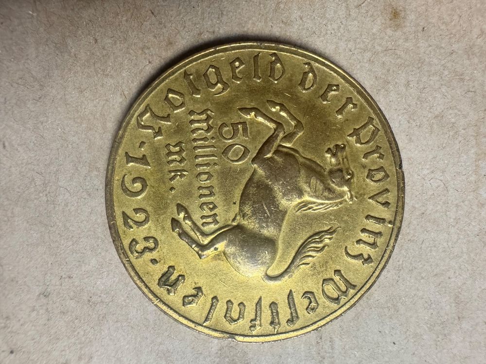 Münze 50 millionen MarkWestfalen Freiherr von Stein 1923 fli (Gebraucht ...