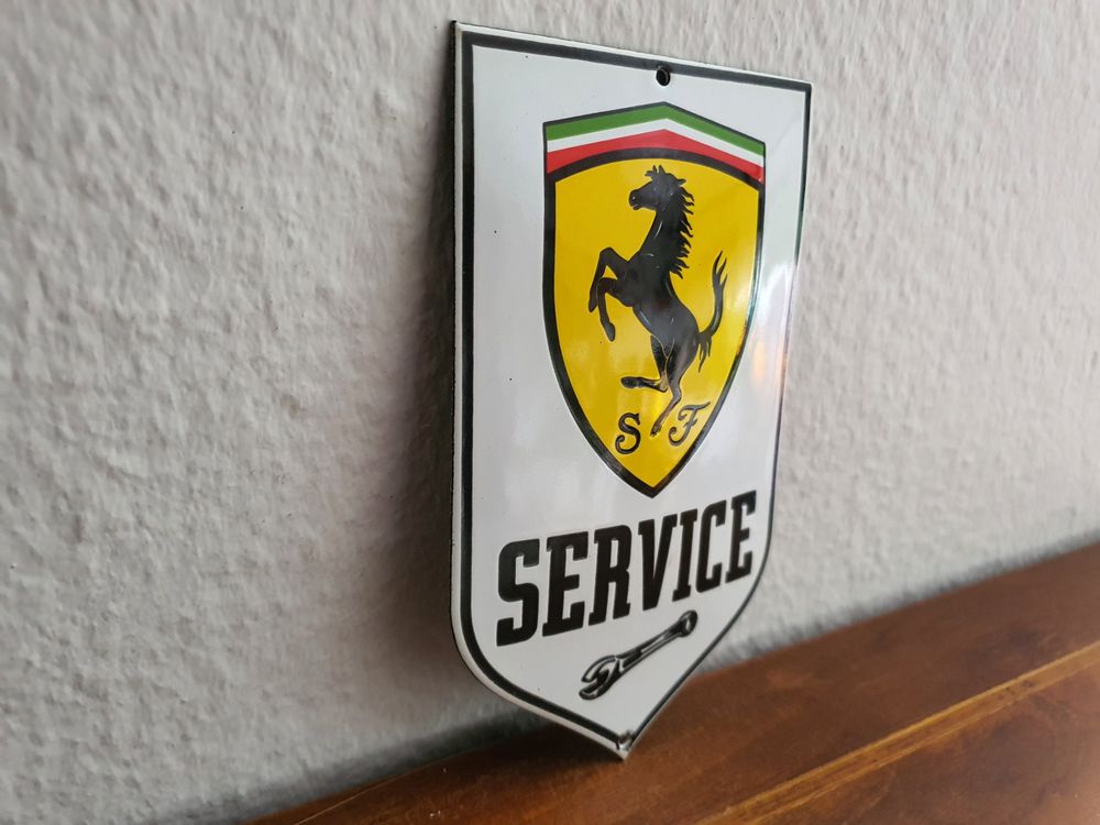 Emailschild Ferrari Service Logo Emaille Schild Reklame Auto (Neu ...