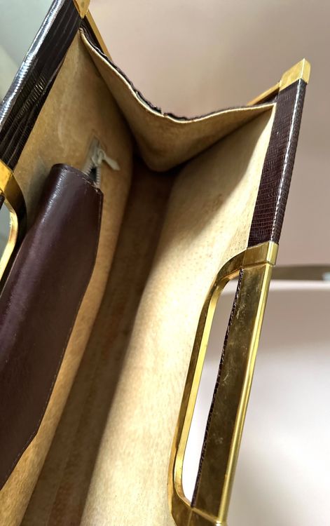 🟢 pochette vintage / Clutch/ Leder cuir lézard ? 1960 1970 (D'occasion ...