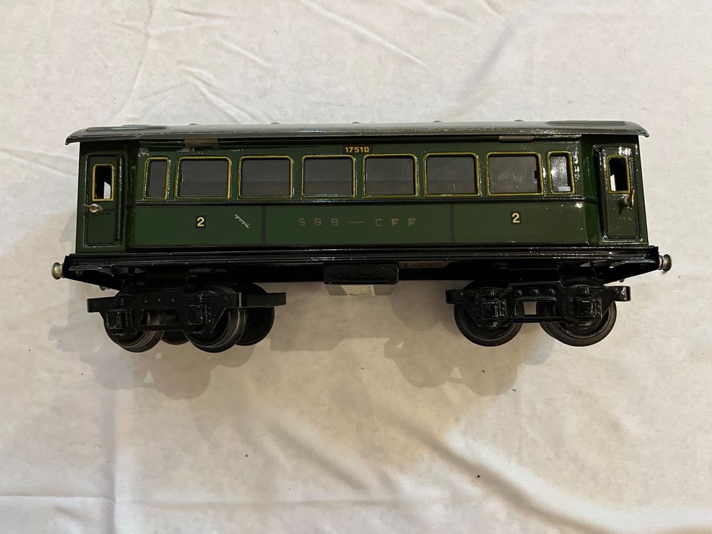 Märklin alt 1751 Personenwagen SBB grün 4achsig 17510 Spur 0 (Gebraucht ...