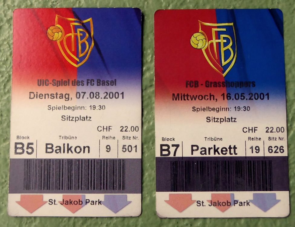 2 seltene alte original FC BASEL FCB Tickets von 2001 | Kaufen auf Ricardo