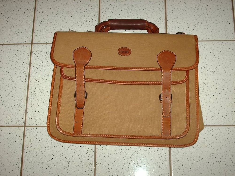 très belle mallette Baron, cuir 1er choix et tissus écossais | Kaufen ...