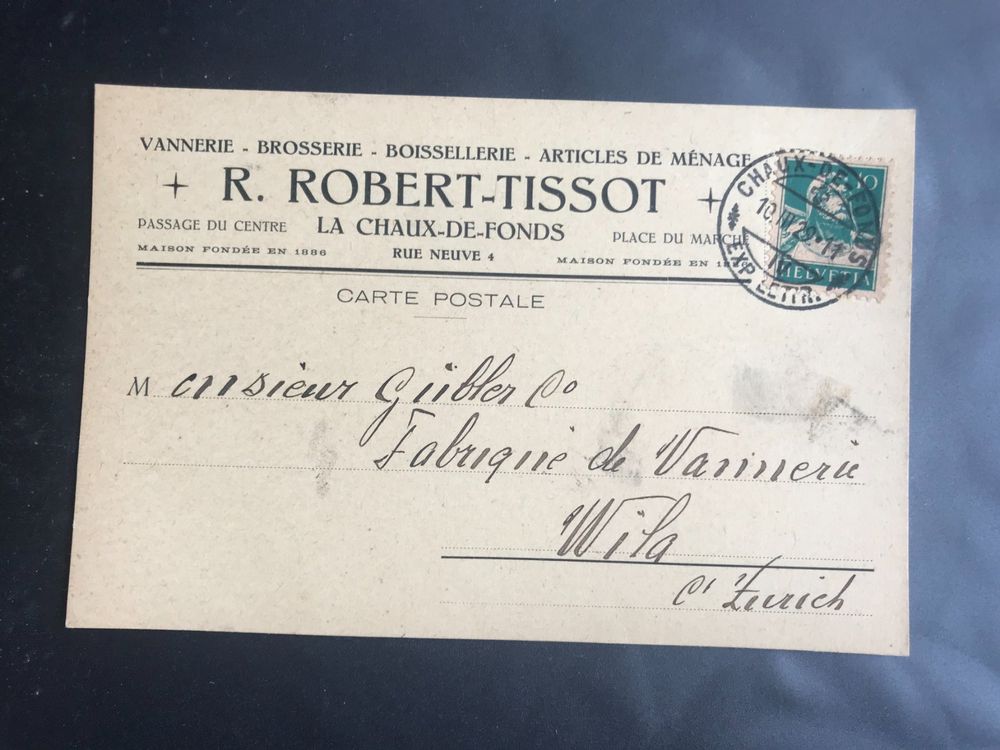Postkarte R.Robert-Tissot Chaux-de-F. 3.1929 10Rp Tellkopf (Gebraucht) in Liestal für CHF 1 ...
