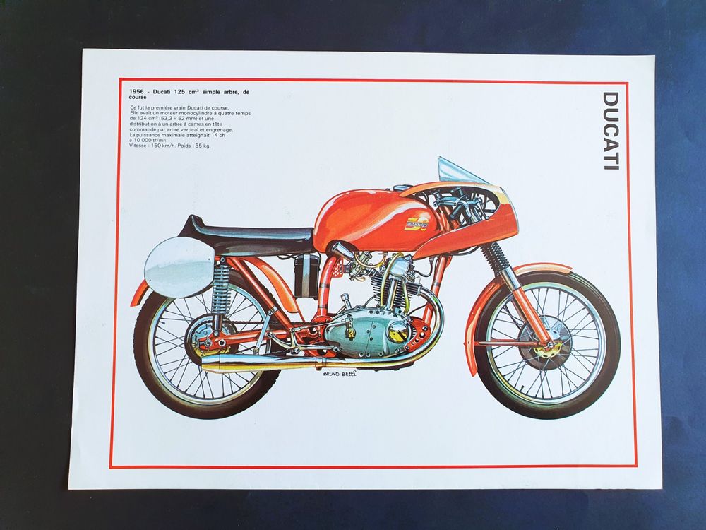 Mini poster format A4, Moto, Motorrad, Ducati 125, 1956 | Kaufen auf ...