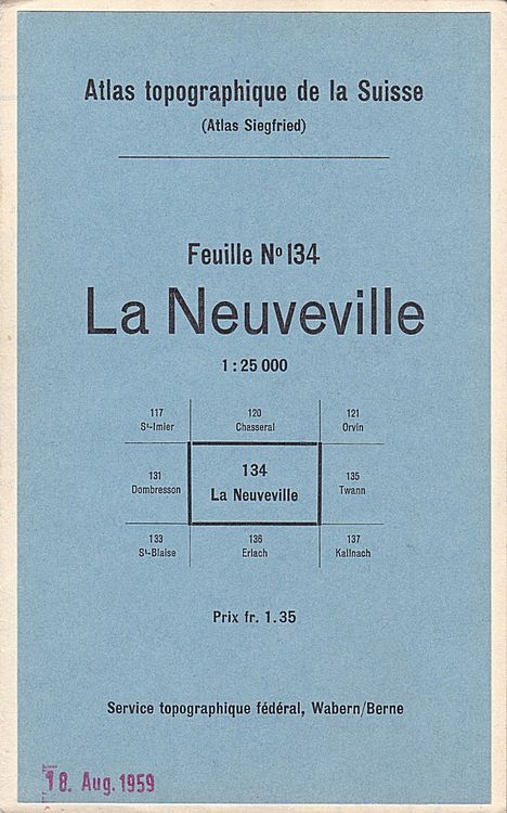 Landkarte La Neuveville 1:25 000 (Atlas Siegfried) (Gebraucht) in Schlieren für CHF 8 – mit ...