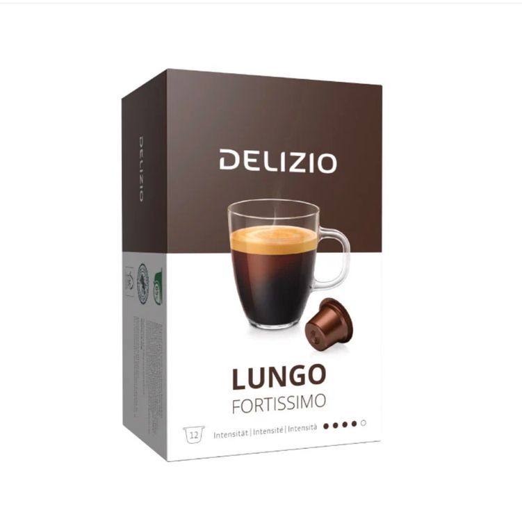 4 Pack Delizio LUNGO FORTISSIMO 12 Kapseln (Neu und originalverpackt ...