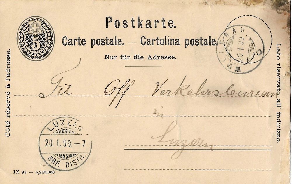 Vollstempel Wollerau SZ, 1899 (Gebraucht) in Frauenfeld für CHF 3.5 – mit Lieferung auf Ricardo ...