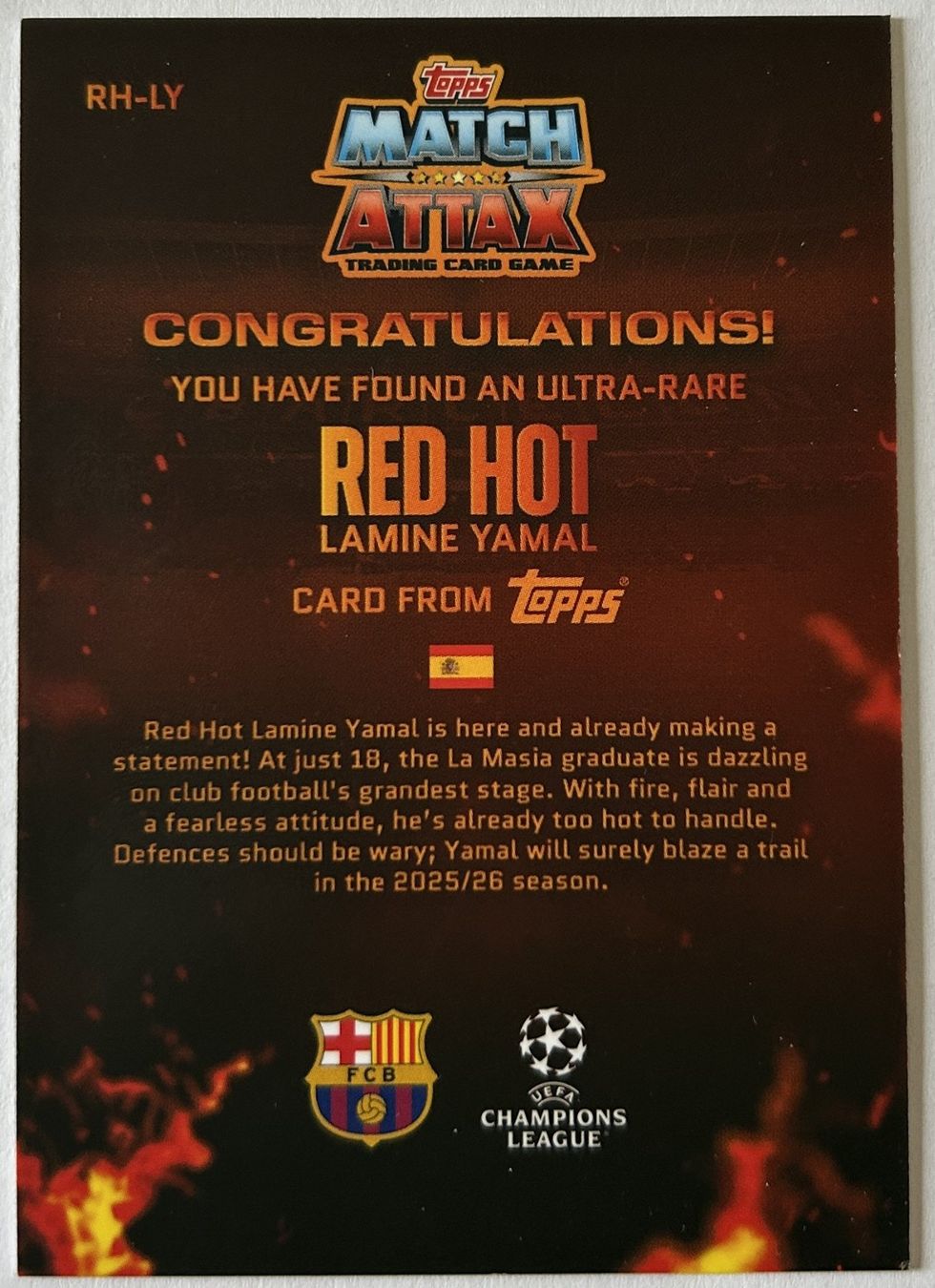 Sehr seltene Topps Red Hot Lamine Yamal Karte (Neu (gemäss Beschreibung ...