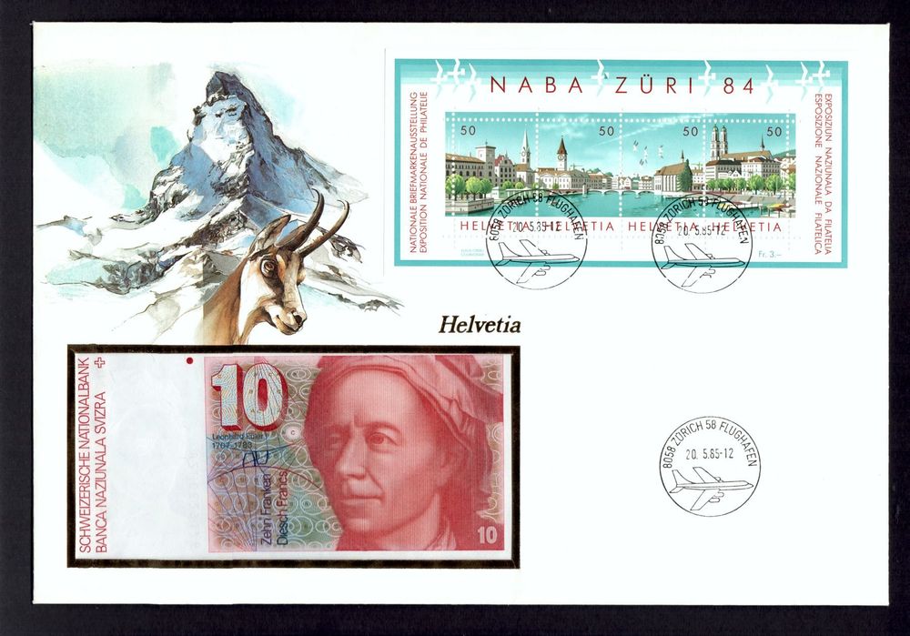 Banknotenbrief CH mit 10er-Note und NABA-Block (Gebraucht) in Basel für ...