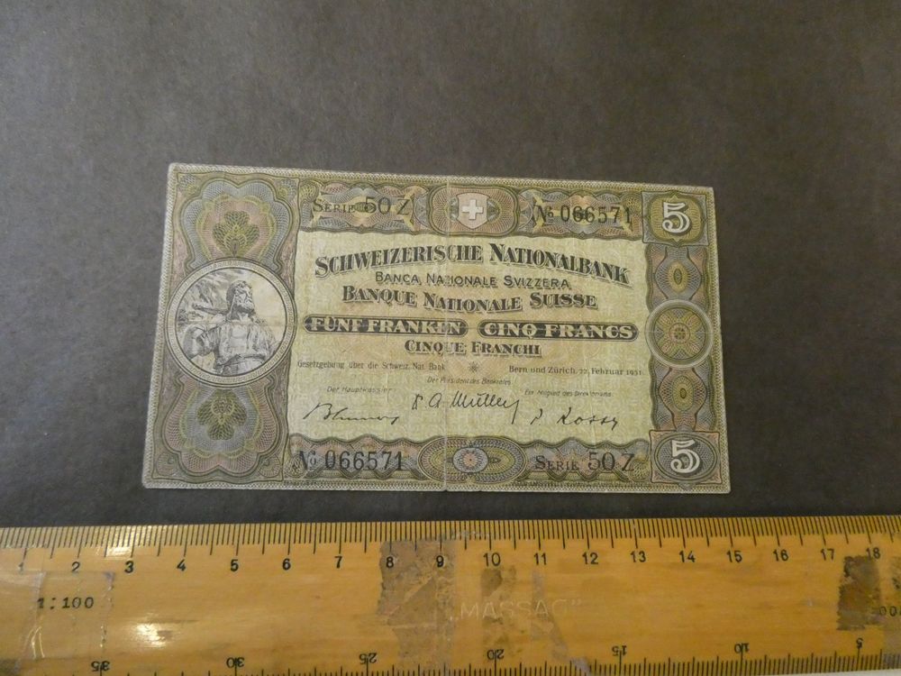 Schweiz 1951, 5 Franken (Gebraucht) in Hinterforst für CHF 4 – mit Lieferung auf Ricardo kaufen