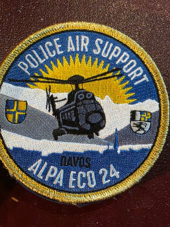 WEF Abzeichen Badge Police Air Support Écho 24 Goldrand Klet (Neu ...