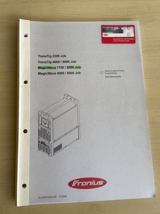 Schweissanlage Fronius Magic Wave 2200 Job (Gebraucht) in Schwarzenberg ...