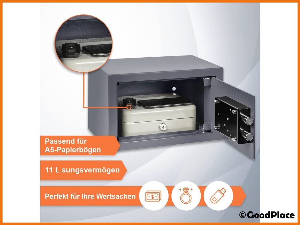 Tresor Safe mit Doppelbartschloss - Sicherheits-Safe 11 L (Neu und ...