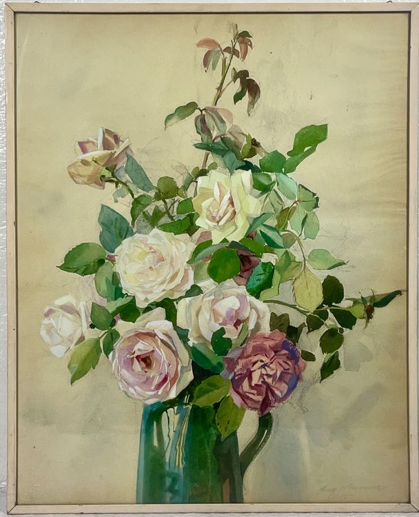 Antike Gouache Stilleben Gemälde unleserlich signiert (Gebraucht) in Root für CHF 40 – mit ...