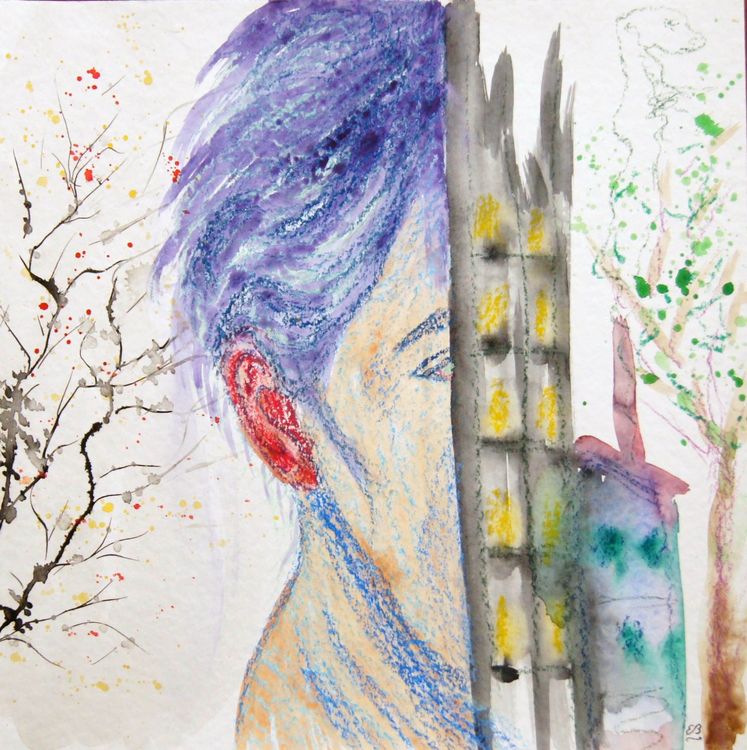 Gemälde in Mischtechnik: Halb versteckt | Kaufen auf Ricardo