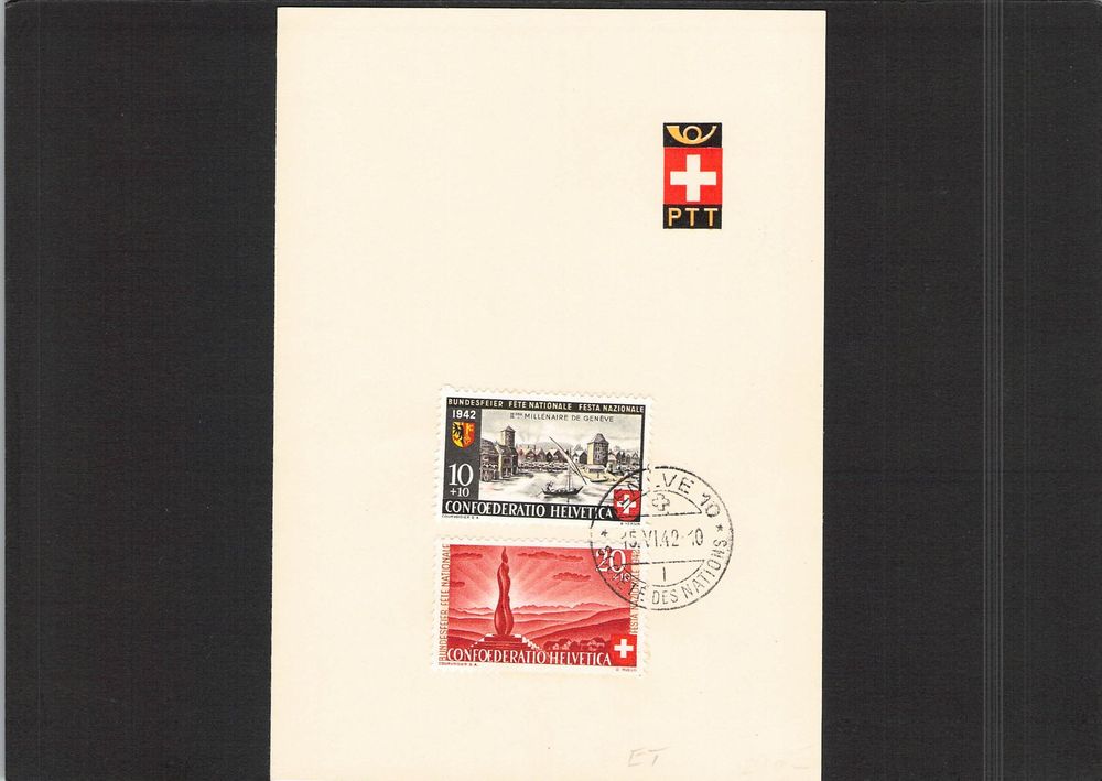 PTT Faltblatt Pro Patria B15+16 ET 15.Vl.1942 (Gebraucht) in Reichenburg für CHF 22 – mit ...