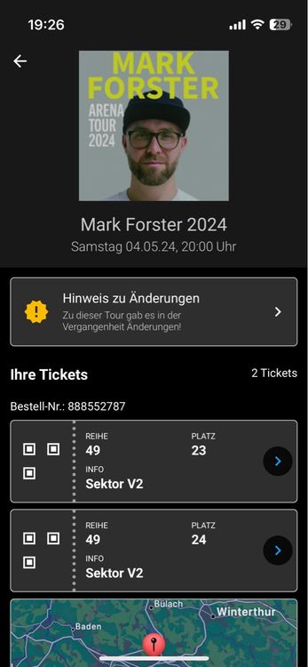 Konzertkarten Mark Forster (Neu und originalverpackt) in Weiach für CHF 114 – mit Lieferung auf ...