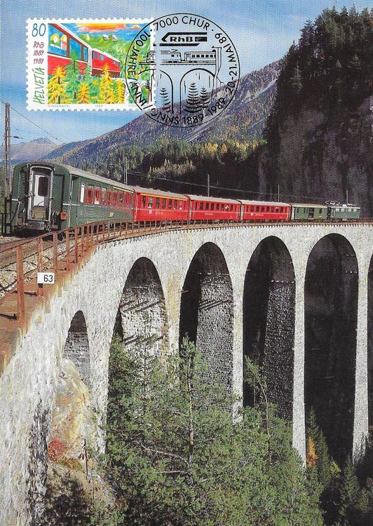 Maximumkarte 100 Jahre Rhätische-Bahn 1989 (Gebraucht) in Zürich für CHF 2 – mit Lieferung auf ...