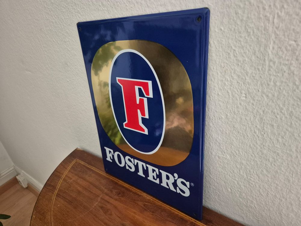 Emailschild Fosters Bier Brauerei Bar Kneipe Emaille Schild (Gebraucht ...