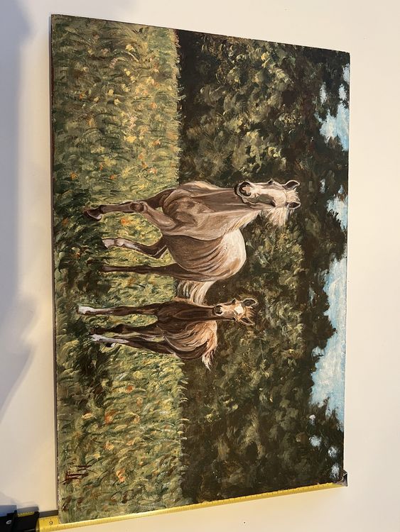 BIG SALE! Preissenkung! Gemälde auf Holz Pferde signiert (Gebraucht) in Neuhaus SG für CHF 49 ...