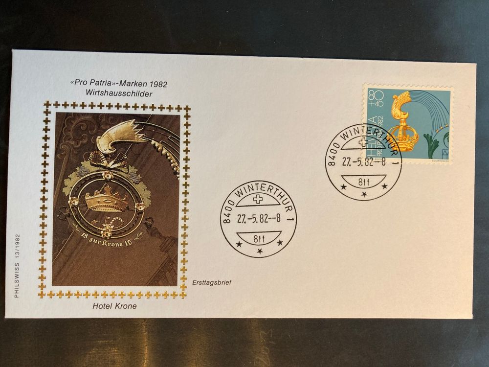 CH 1982 FDC PP 80 Schild Hotel Krone Ortsstempel Winterthur (Gebraucht) in Liestal für CHF 1.5 ...