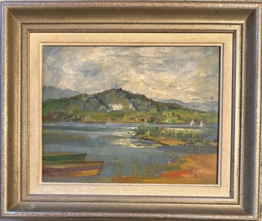 Anfang 20.J.H. Schweizer Schule See Landschafts Gemälde Mono (Gebraucht) in Root für CHF 19 ...