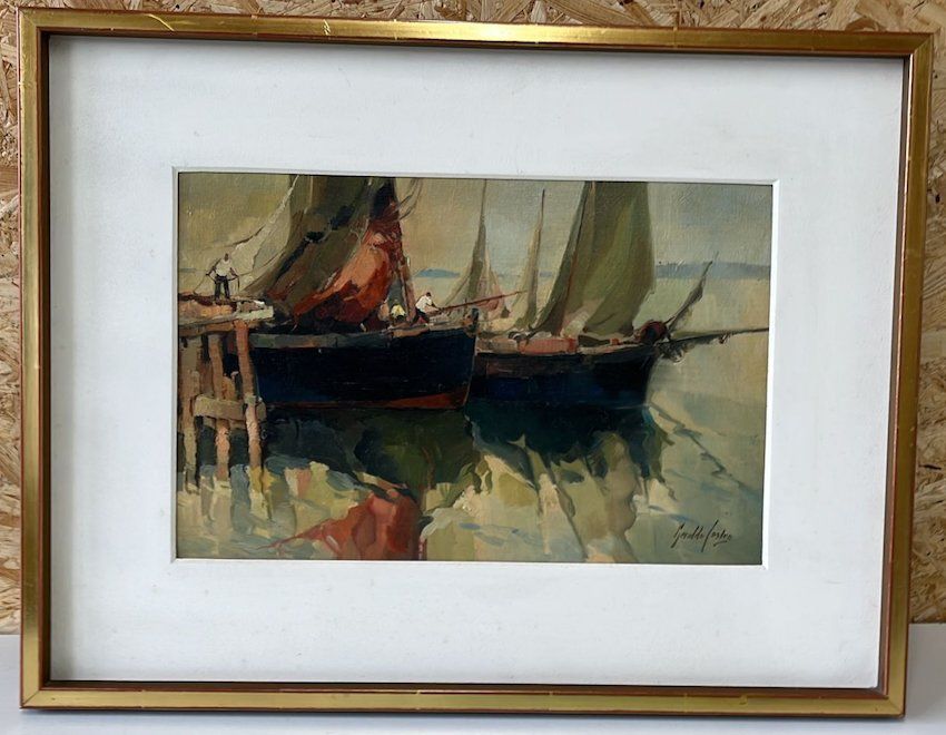 Gemälde, Boote, Hafenszene, signiert Geraldo Castro (ID M62) (Gebraucht) in Gelterfingen für CHF ...