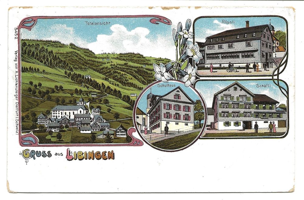 Gruss Aus Libingen Sg Togg Schäfli Lichtensteiger Litho 1912 Kaufen