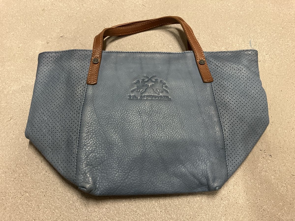 La Martina Blue Leather Tote Bag (Neu (gemäss Beschreibung)) in ...
