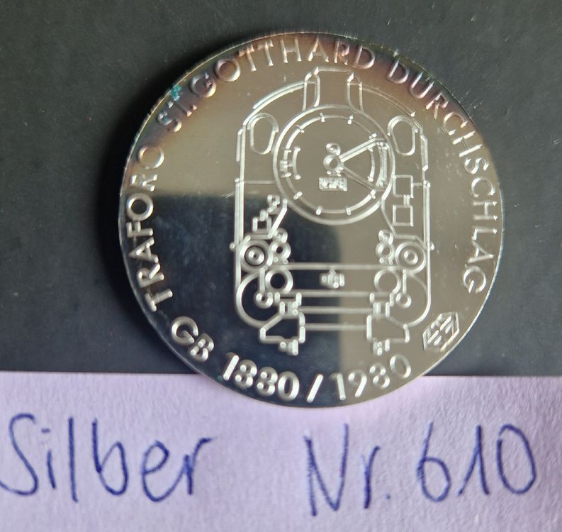 Silbermedaille Gotthard-Durchschlag 1880-1980 (Gebraucht) in Stans für ...