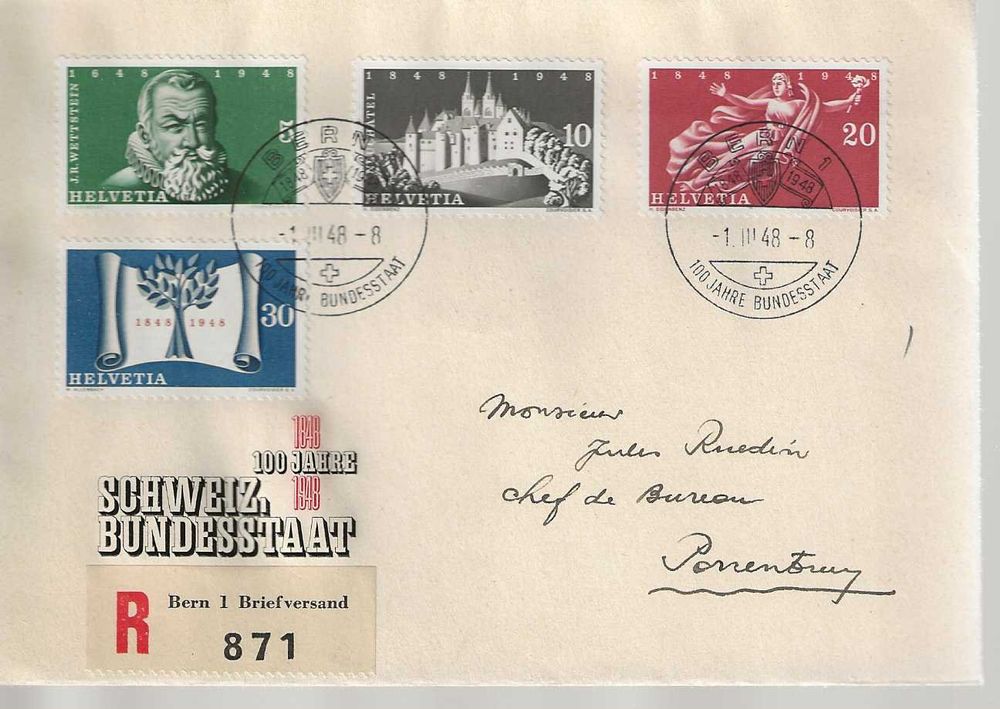 Lettre Schweiz Bundesstaat 1948 avec 281-282-283-284 | Kaufen auf Ricardo