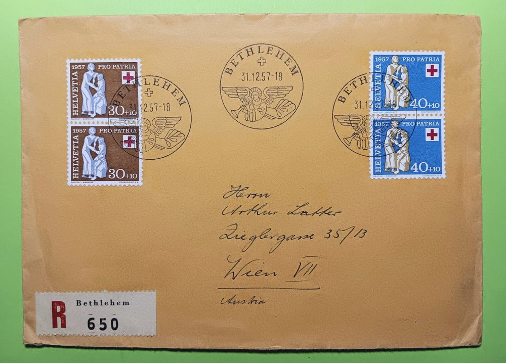 Schweiz R - Brief Bethlehem - Wien (Österreich) 1957 | Kaufen auf Ricardo