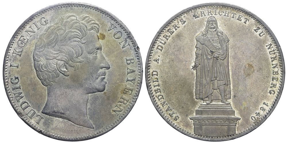 b- Bayern, Ludwig I, 2 Taler 1840, Doppeltaler (Gebraucht) in Chiasso für CHF 400 – mit ...