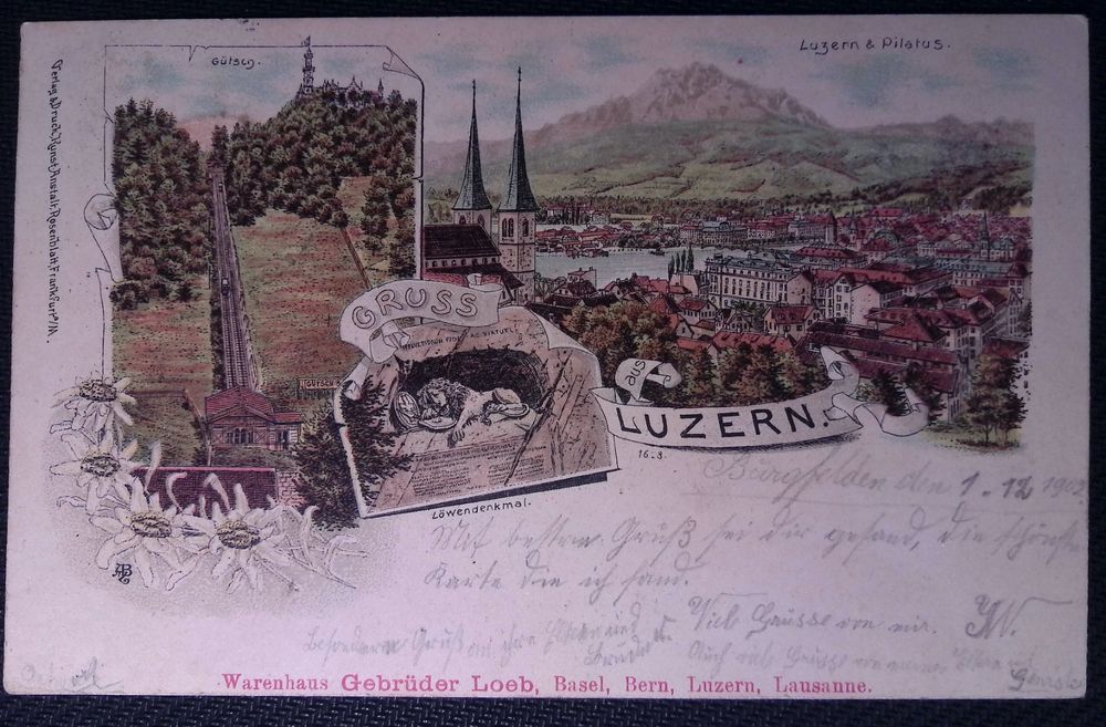 AK Gruss aus Luzern Litho gel 1902 (Gebraucht) in Russo für CHF 6 – mit Lieferung auf Ricardo kaufen