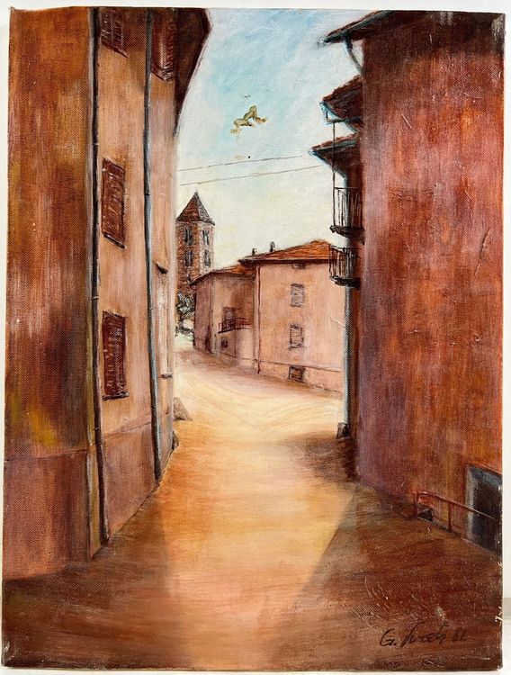 Straßenansicht Gemälde Signiert. | Kaufen auf Ricardo
