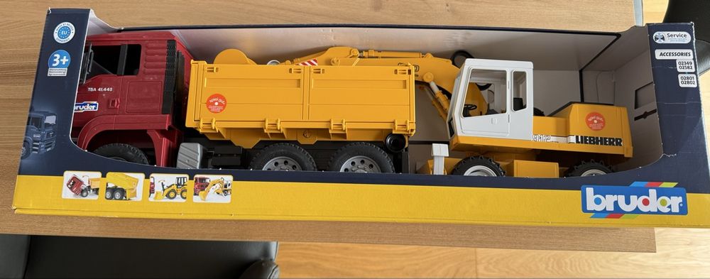Bruder MAN Kipplaster mit Liebherr Bagger Set (Neu und originalverpackt ...