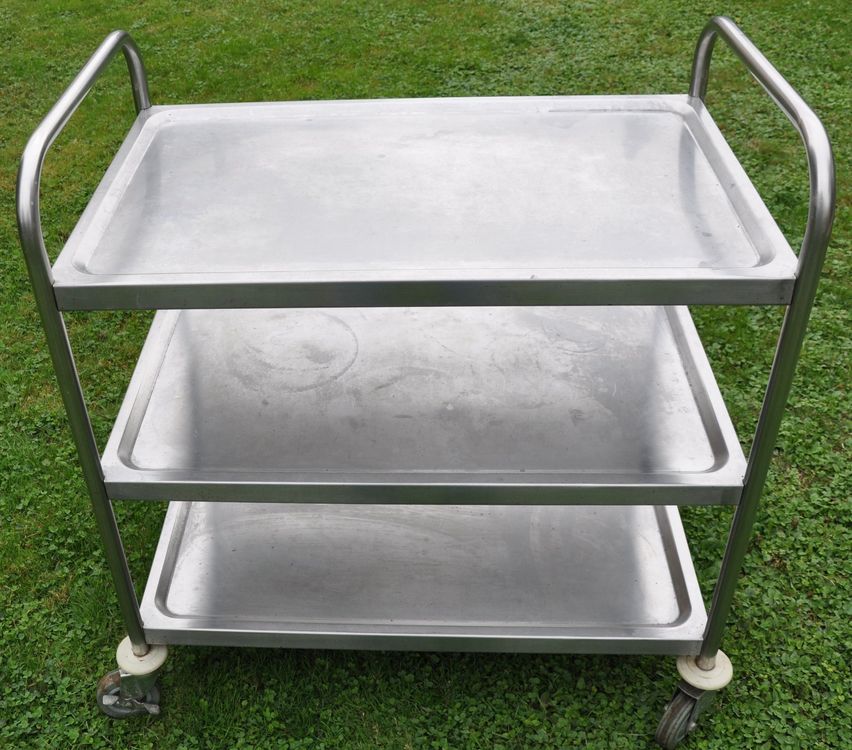 Servier-Wagen Gastro, robust mit 3 Ablageflächen, Edelstahl! (Gebraucht ...