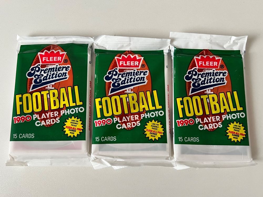 🏈NFL 3 packs !! FLEER 1990 Premiere (15 cards in each pack) | Kaufen ...