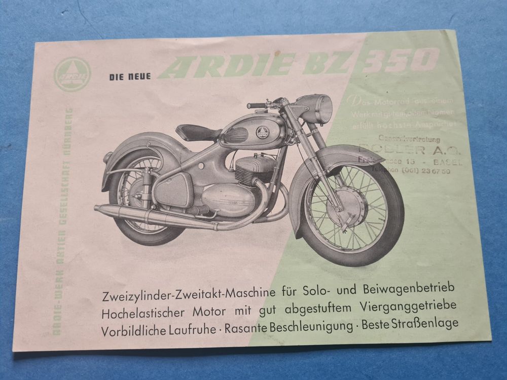 MOTO ARDIE BZ 350 PROSPECTUS OLDTIMER VINTAGE (Gebraucht) in Bellevue ...