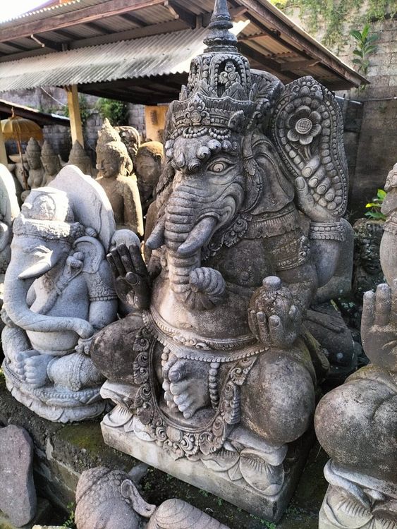 Skulptur Ganesha Elefantengott Stein Garten Statue Feng Shui (Neu und originalverpackt) in ...
